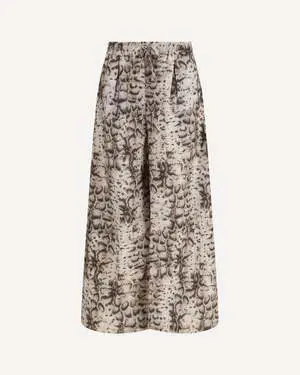 Pinko Gussola Pants Wide Leg Animal Print Cotton Poplin