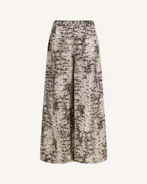 Pinko Gussola Pants Wide Leg Animal Print Cotton Poplin
