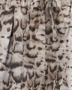 Pinko Gussola Pants Wide Leg Animal Print Cotton Poplin