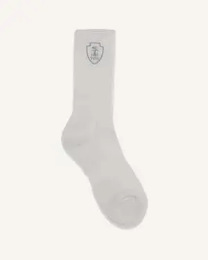 Brunello Cucinelli Ribbed Cotton Knit Socks With Embroidered Logo