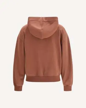 Brunello Cucinelli Hooded Full Zip Sweatshirt In Smooth Cotton - Brown