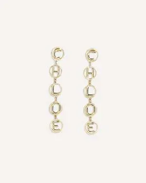 Chloé Script Drop Earrings In Vintage Brass
