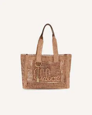 Chloé East-west Summer Banana Raffia Tote Bag - Beige