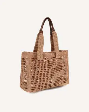 Chloé East-west Summer Banana Raffia Tote Bag - Beige