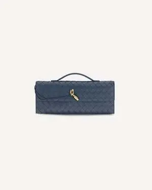 Bottega Veneta Andiamo Handbag In Lambskin Leather - Blue