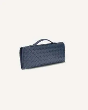 Bottega Veneta Andiamo Handbag In Lambskin Leather - Blue