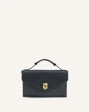 Bottega Veneta Lambskin Leather Knot Lock Shoulder Bag - Blue