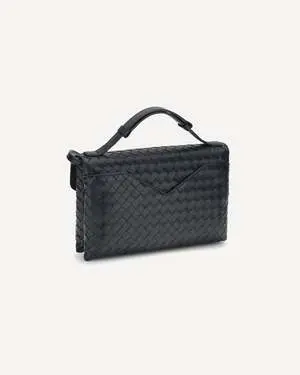 Bottega Veneta Lambskin Leather Knot Lock Shoulder Bag - Blue