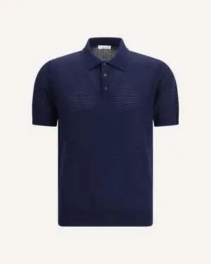 ROBERTO COLLINA Short-sleeve Knit Polo Shirt - Blue