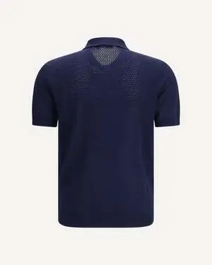 ROBERTO COLLINA Short-sleeve Knit Polo Shirt - Blue