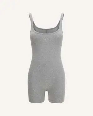 MARINE SERRE Marine Serre Moon Logo Ribbed Jersey Short Catsuit Grey