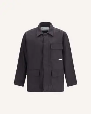 GR10K Classic Collar Utility Jacket With Flap Pockets - Grey