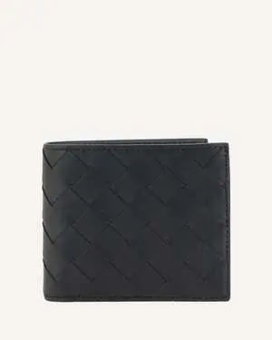 Bottega Veneta Bifold Leather Intrecciato Wallet - Black