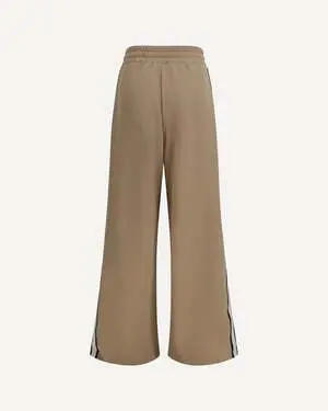 Max Mara Wide Leg Cotton Jersey Pants With Side Bands - Beige