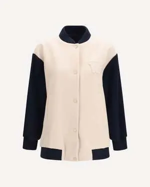 Max Mara Oversized Bomber In Double Wool - Blue