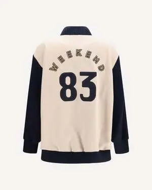 Max Mara Oversized Bomber In Double Wool - Blue
