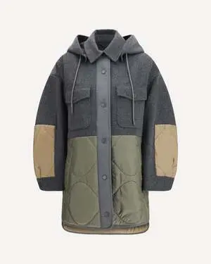 Max Mara Wool And Technical Fabric Hybrid Jacket - Grey
