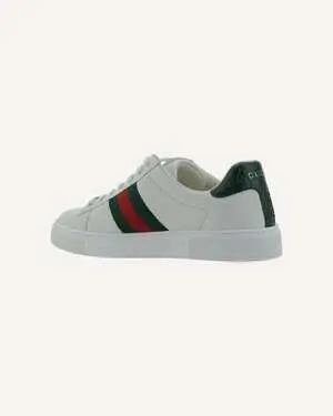 Gucci Ace Leather Sneakers With Web Stripes - White