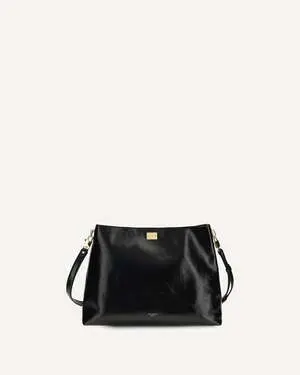 Dolce & Gabbana Large Vittoria Leather Shoulder Bag - Black