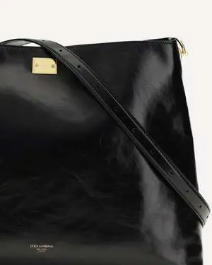 Dolce & Gabbana Large Vittoria Leather Shoulder Bag - Black