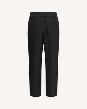 Giorgio Armani Wide-leg Viscose Pants With Striped Embroidery - Black