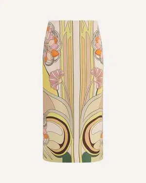 La DoubleJ Tulip Placée Velvet Pencil Skirt - Multicolour