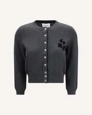 MARANT ETOILE Marant Étoile Lona Cropped Cardigan With Embroidered Logo - Grey