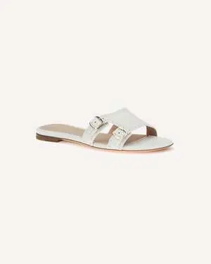 Santoni Leather Buckled Flat Sandals