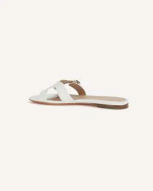 Santoni Leather Buckled Flat Sandals