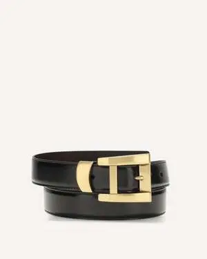 Versace Leather Belt With Rectangular Buckle - Brown