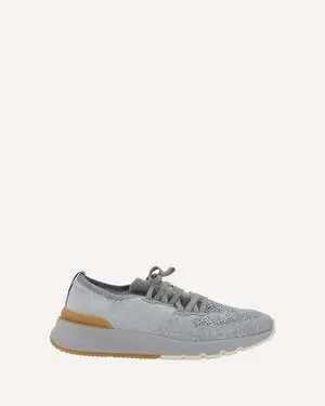 Brunello Cucinelli Brunello Cucinelli Cotton Mesh Lace-Up Sneakers Grey