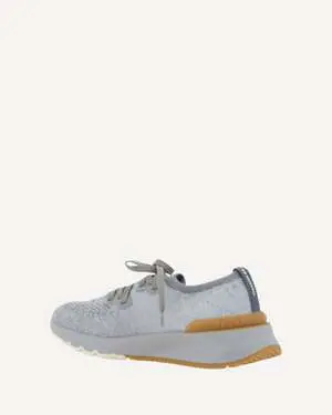 Brunello Cucinelli Cotton Mesh Lace-up Sneakers - Grey