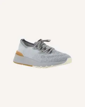 Brunello Cucinelli Cotton Mesh Lace-up Sneakers - Grey