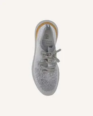 Brunello Cucinelli Cotton Mesh Lace-up Sneakers - Grey