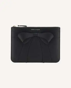 Comme Des Garçons Big Bow Leather Coin Purse - Black