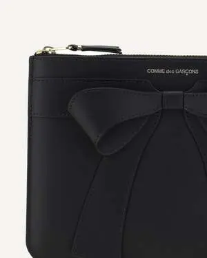 Comme Des Garçons Big Bow Leather Coin Purse - Black