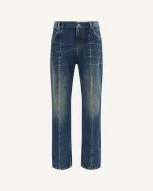 Versace Distressed Straight-leg Jeans - Blue