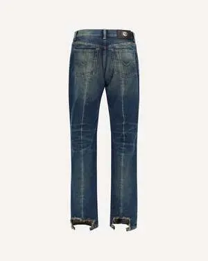 Versace Distressed Straight-leg Jeans - Blue