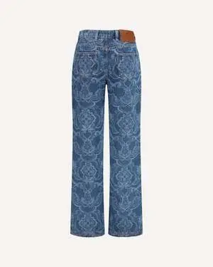 Etro Ornamental Jacquard Denim Jeans