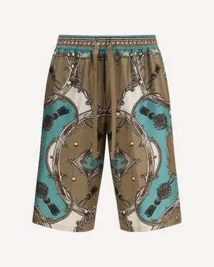 Dolce & Gabbana Washed Silk Twill Cargo Print Bermuda Shorts - Multicolour