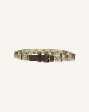 Etro Engraved Metal And Leather Belt