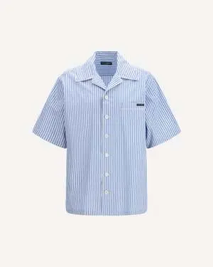 Dolce & Gabbana Striped Poplin Hawaii Shirt - Blue