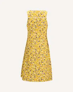 Miu Miu Sleeveless Floral Print Midi Dress - Yellow