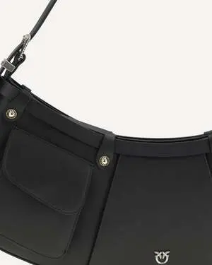 Pinko Large Pocket Body Shoulder Bag In Full-grain Leather