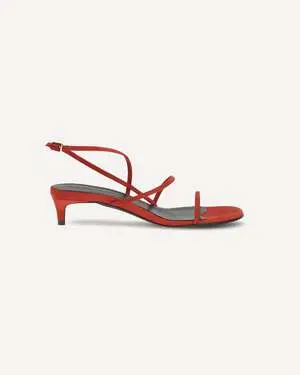Khaite Suede Loop Kitten Heel Sandals - Red