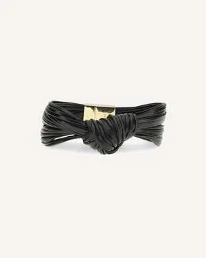 Bottega Veneta Knot Leather Bracelet With Gold Finish Clasp