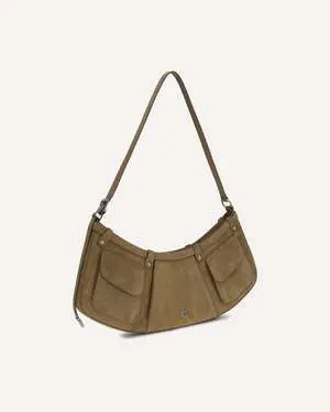 Pinko Suede Large Pocket Body Shoulder Bag