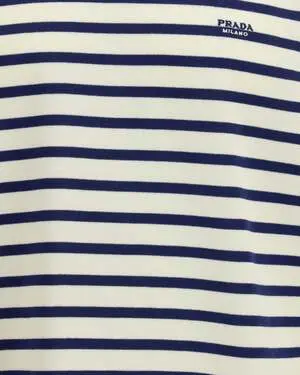 Prada Striped Short-sleeve Cotton Sweater