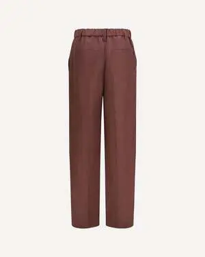 Brunello Cucinelli Linen Wide-leg Pants With Elasticated Waistband - Brown