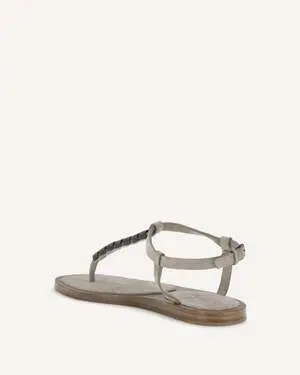 Brunello Cucinelli Embellished Calfskin Sandals - Beige